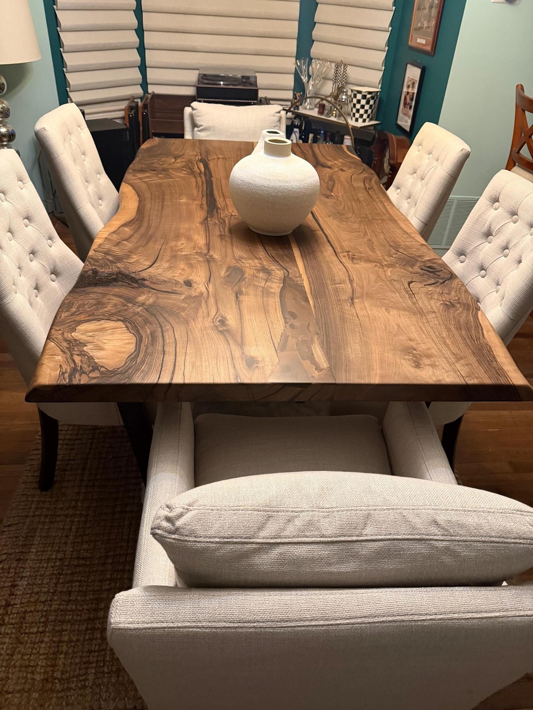 Walnut Live Edge Dining Table, Solid Furniture, Rustic Farmhouse ...
