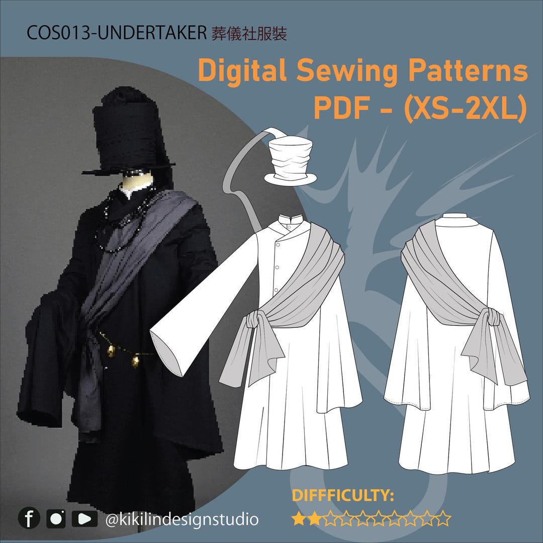 Undertaker Cosplay Sewing Pattern Set | Gothic Robe, Top, Hat (PDF) - Etsy