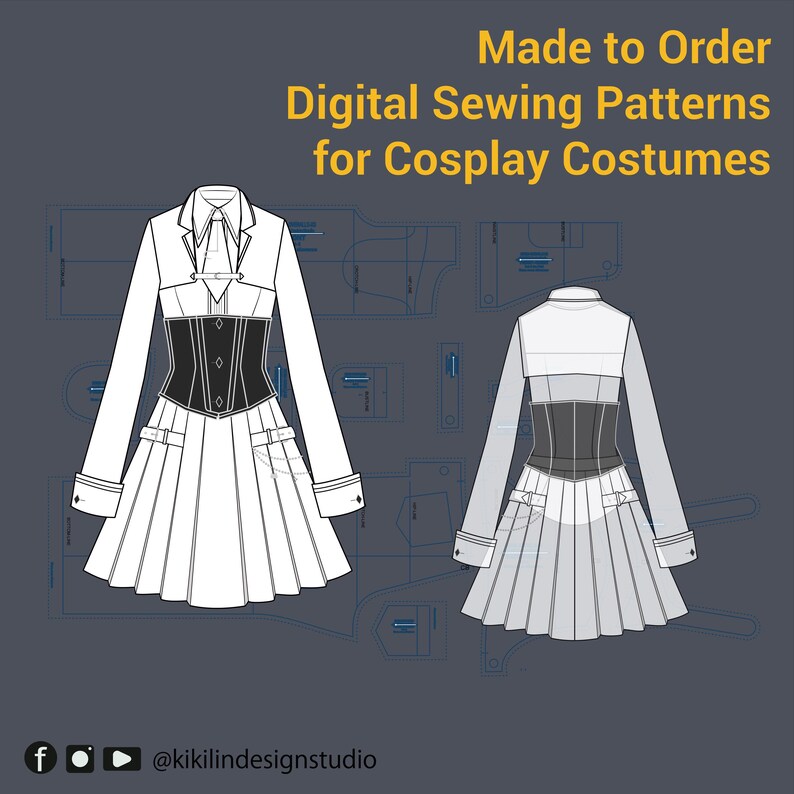 Custom Sewing Pattern Drafting Service | Made-to-order PDF Design (XS ...