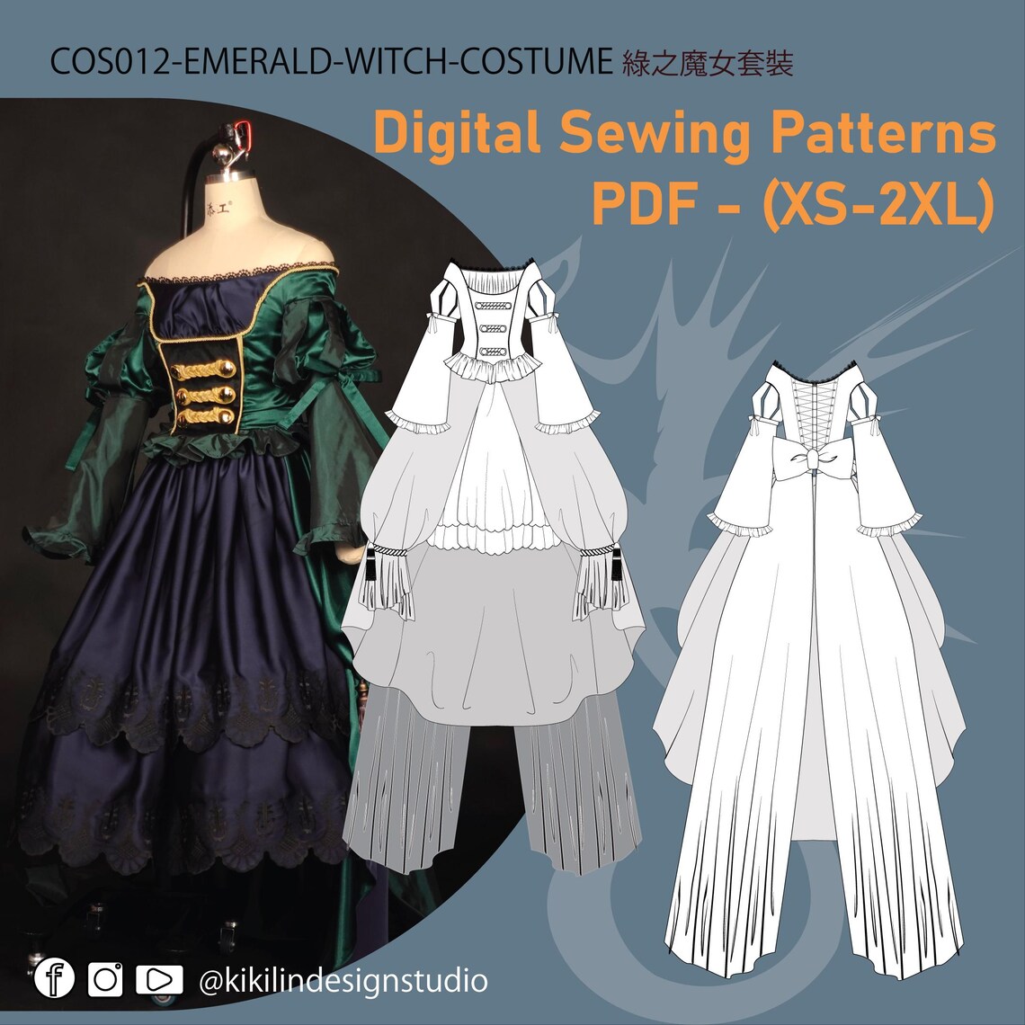 7-in-1 Grand Victorian Fantasy Costume Pattern | Full Video Tutorials ...