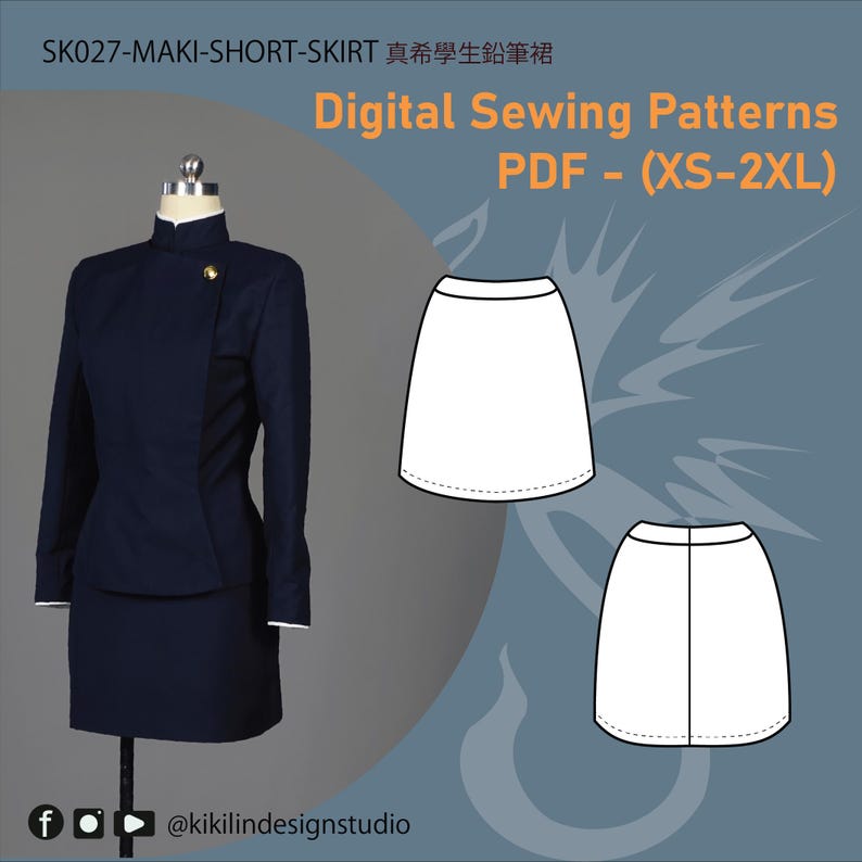 Digital Sewing Pattern Set – Jacket N Skirt | PDF Download (A4, Letter ...