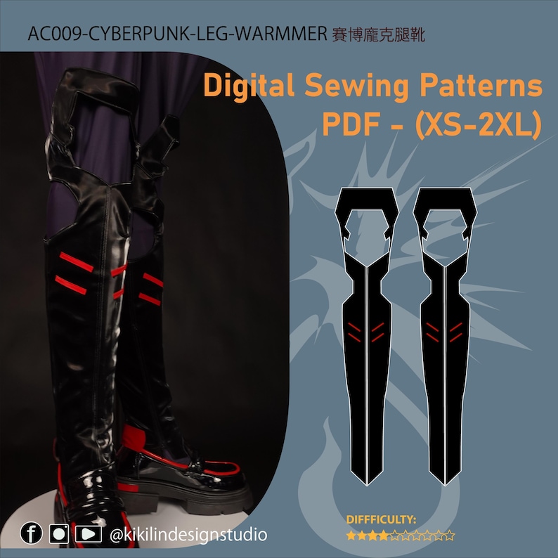 Cyberpunk Bodysuit & Jacket Pattern | 3-piece Cosplay Set PDF (XS-2XL ...