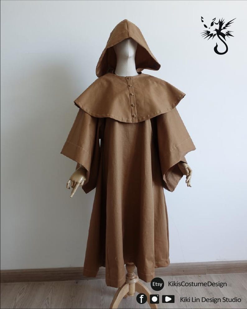 Digital Sewing Pattern | Medieval Robe With Cape and Hood (free Size ...