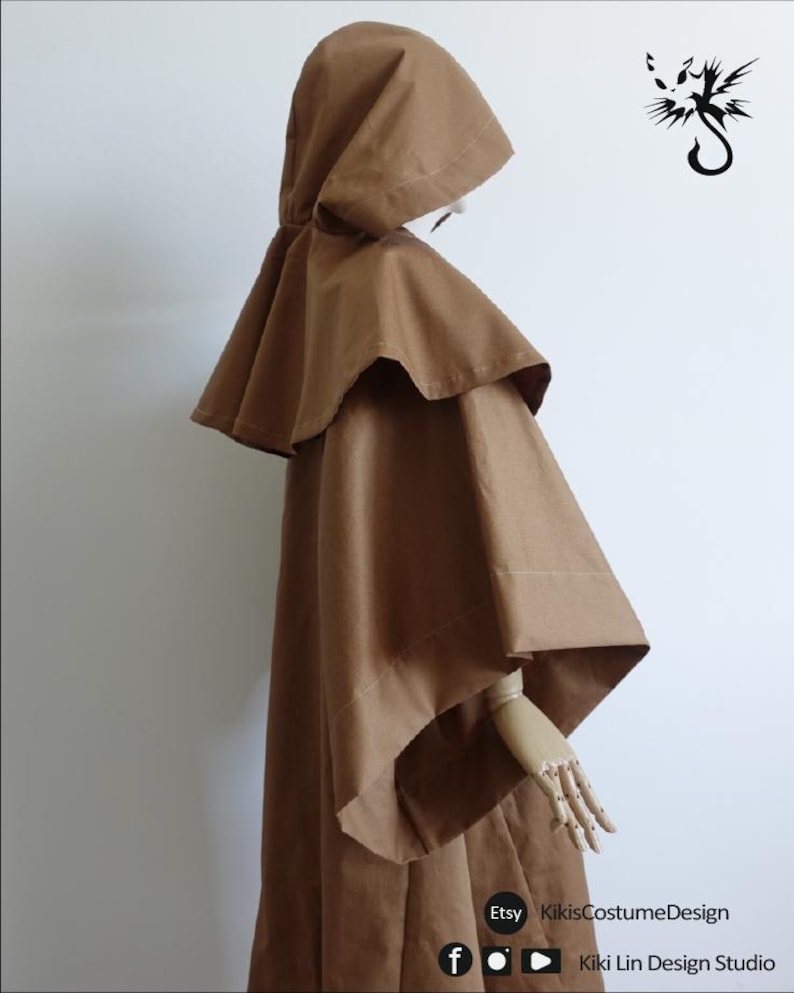 Medieval Robe Sewing Pattern | Monk Cloak With Hood & Cape FREE SIZE ...