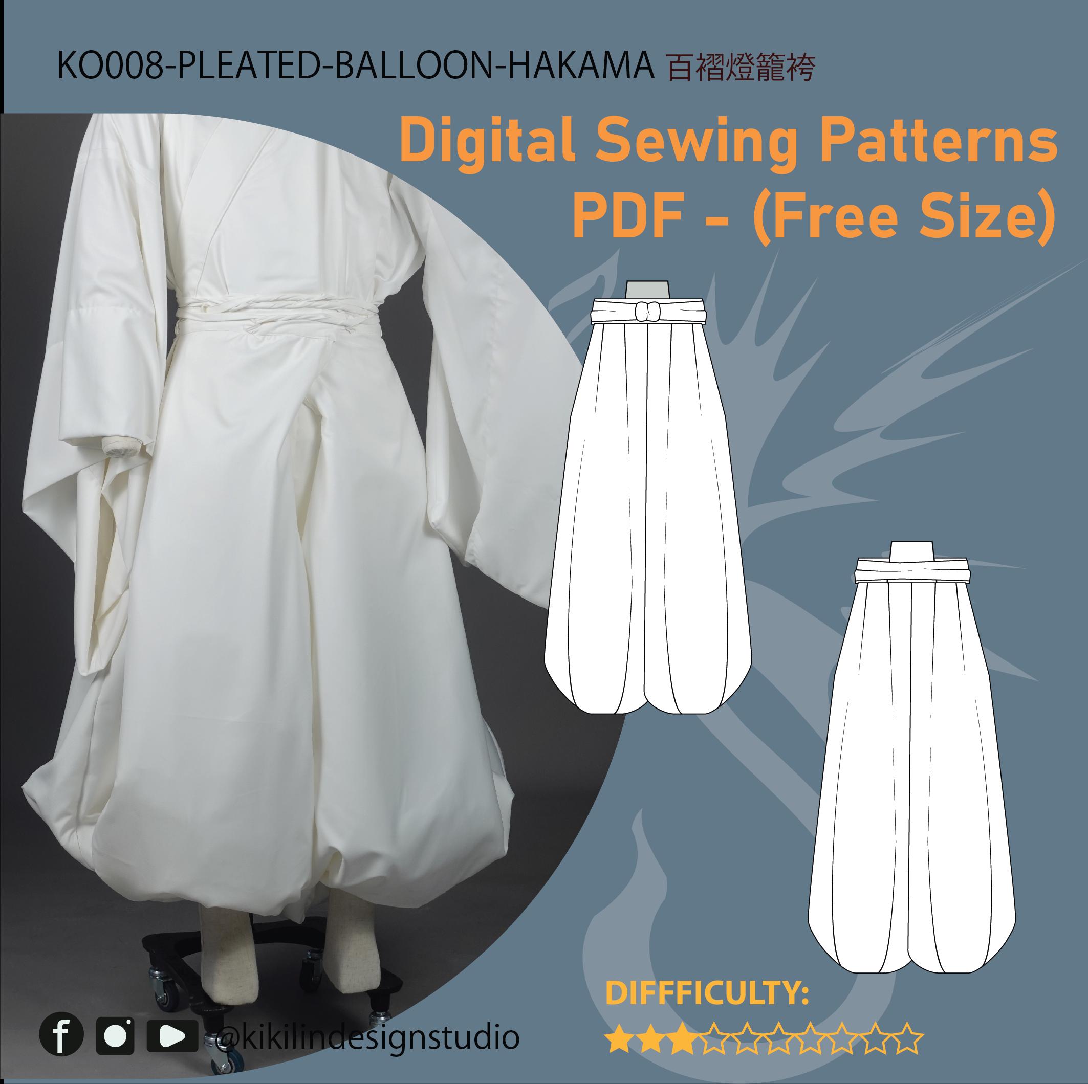 Anime Cosplay Sewing Pattern | Pleated Vest, Hakama & Robe (XS-2XL ...