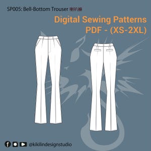 Digital Sewing Pattern | Bell Bottom Trouser (sizes XS-2XL) - Etsy