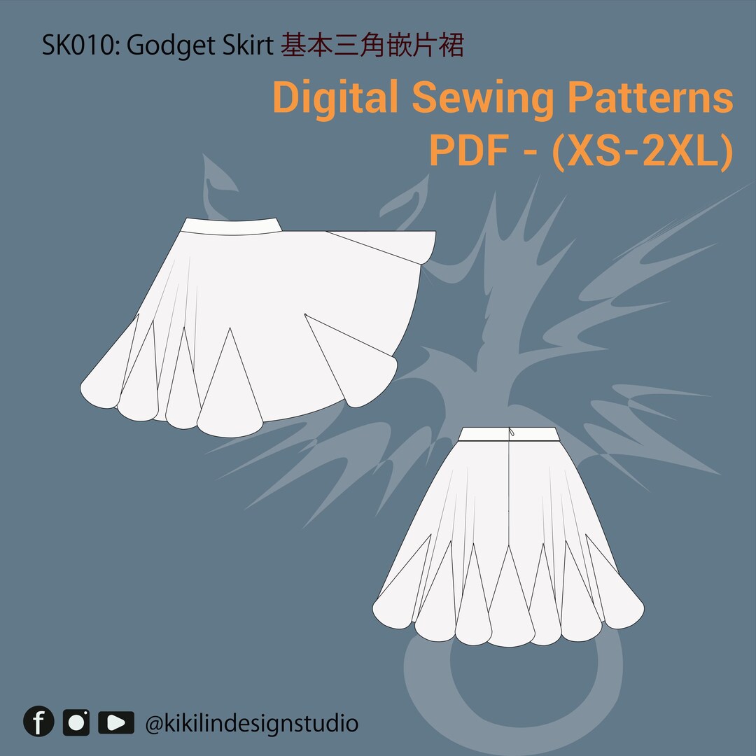 Digital Sewing Pattern | Basic Godet Skirt (sizes XS-2XL) | Beginner ...