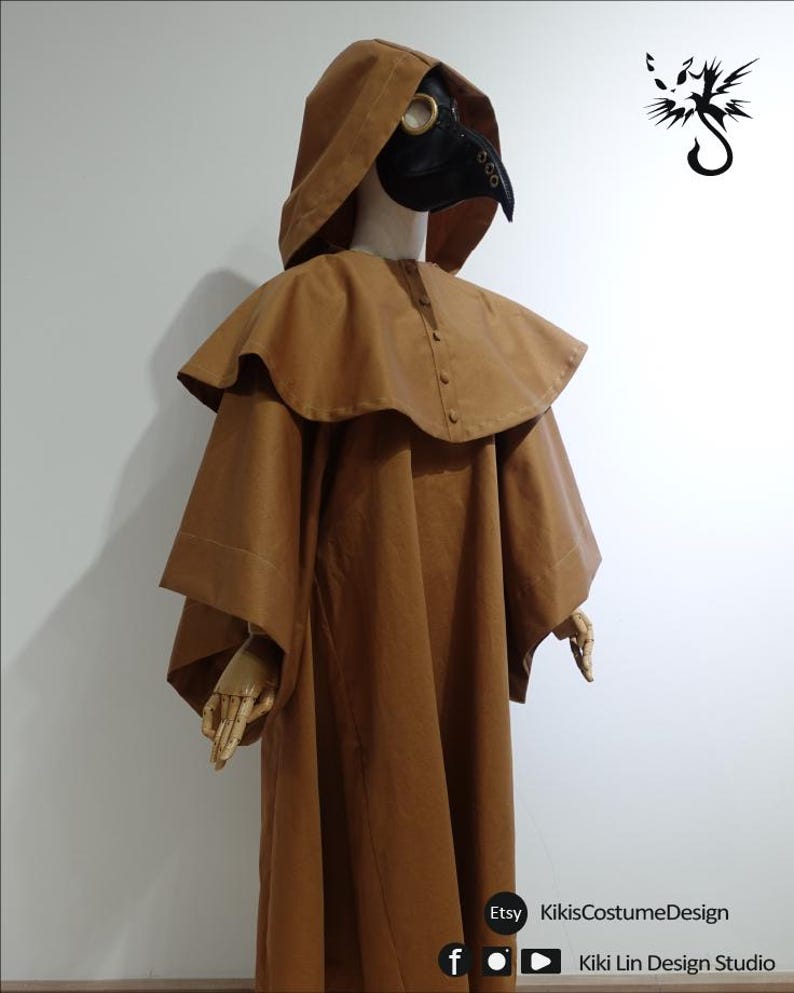 Medieval Robe Sewing Pattern | Monk Cloak With Hood & Cape FREE SIZE ...
