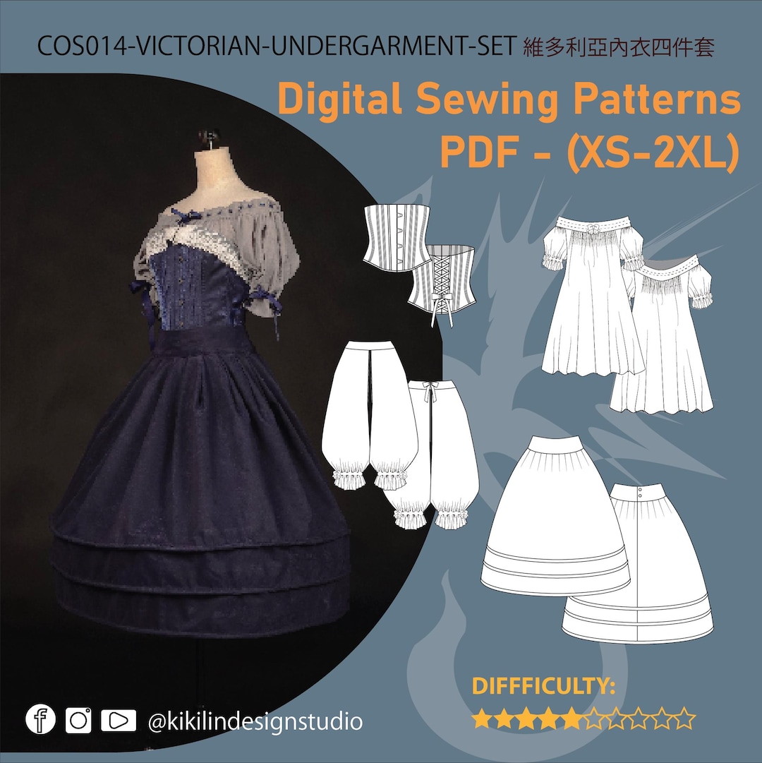 4-in-1 Victorian Undergarment Pattern Bundle | Corset, Petticoat ...