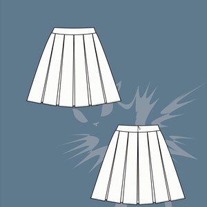 Digital Sewing Pattern Basic Box Pleat Skirt sizes XS-2XL Beginner ...