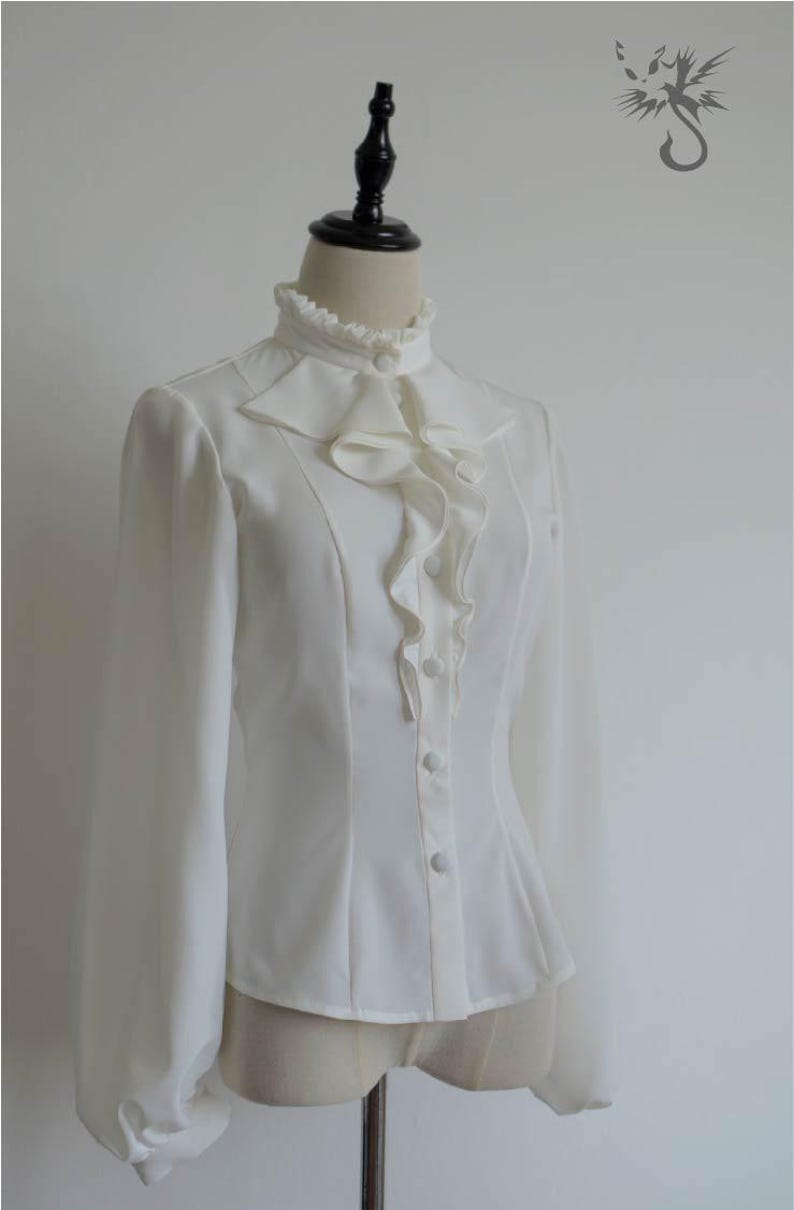 Victorian Jabot Blouse Pattern | Ruffled Dark Academia Top PDF (XS-2XL ...