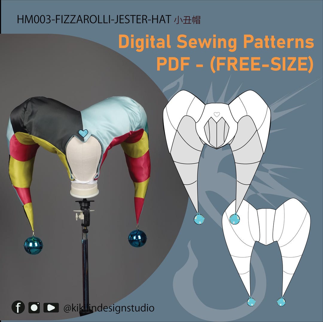 Jester Hat & Collar Sewing Pattern Set | Fizzarolli Cosplay Accessories ...