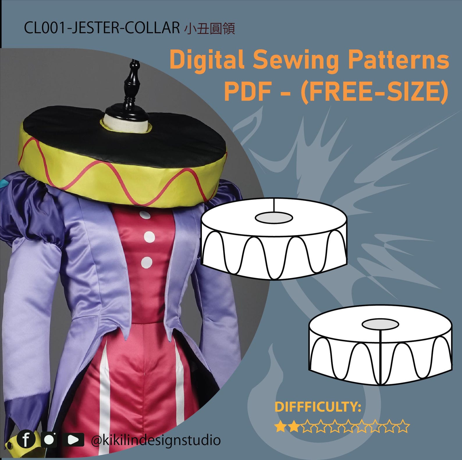 Jester Hat & Collar Sewing Pattern Set | Fizzarolli Cosplay Accessories ...