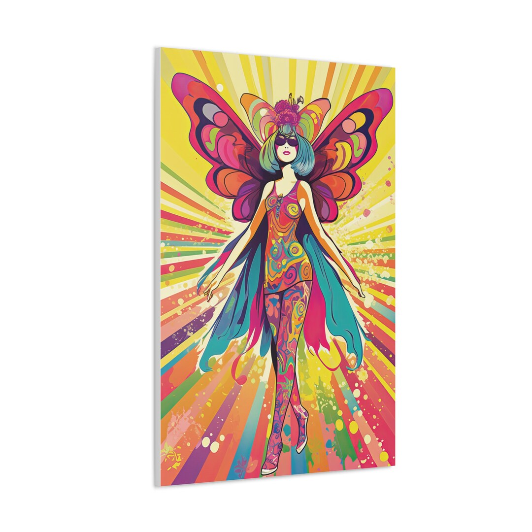 Sassy Funky Fairy - Canvas Gallery Wraps - Psychedelic Wings & Groovy 60s Vibe - Etsy