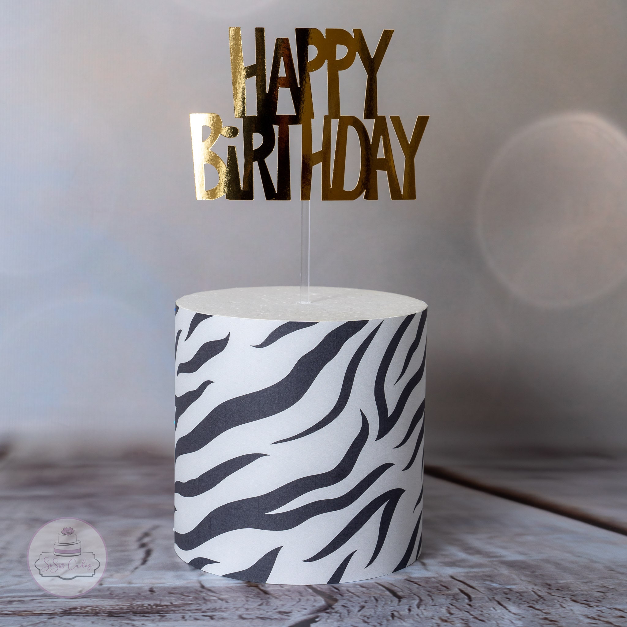 Happy Birthday Zebra Print Cake
