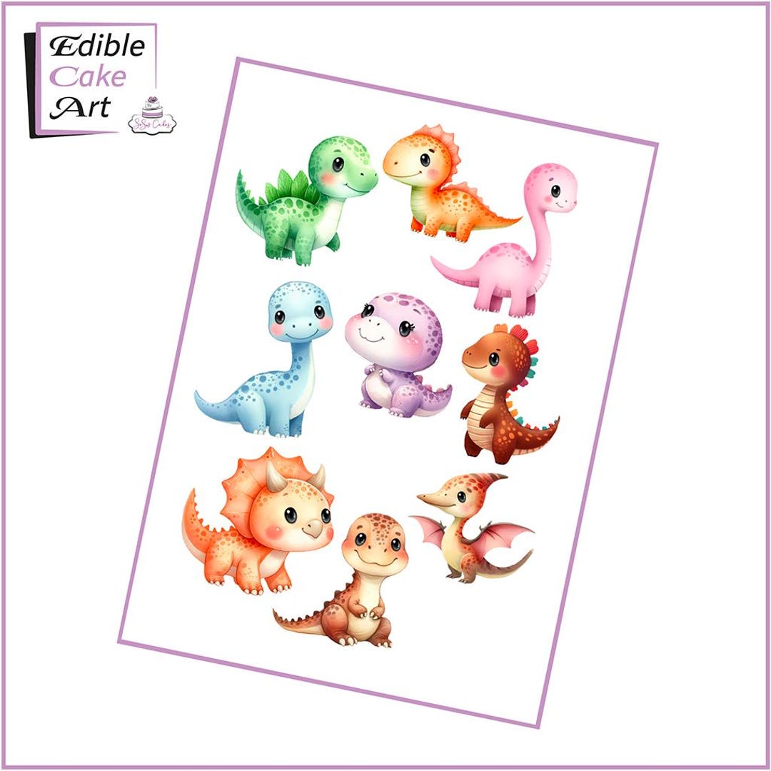 Dinosaur Edible Cake Toppers: Dinosaur Cake Decorations (icing Sheet ...