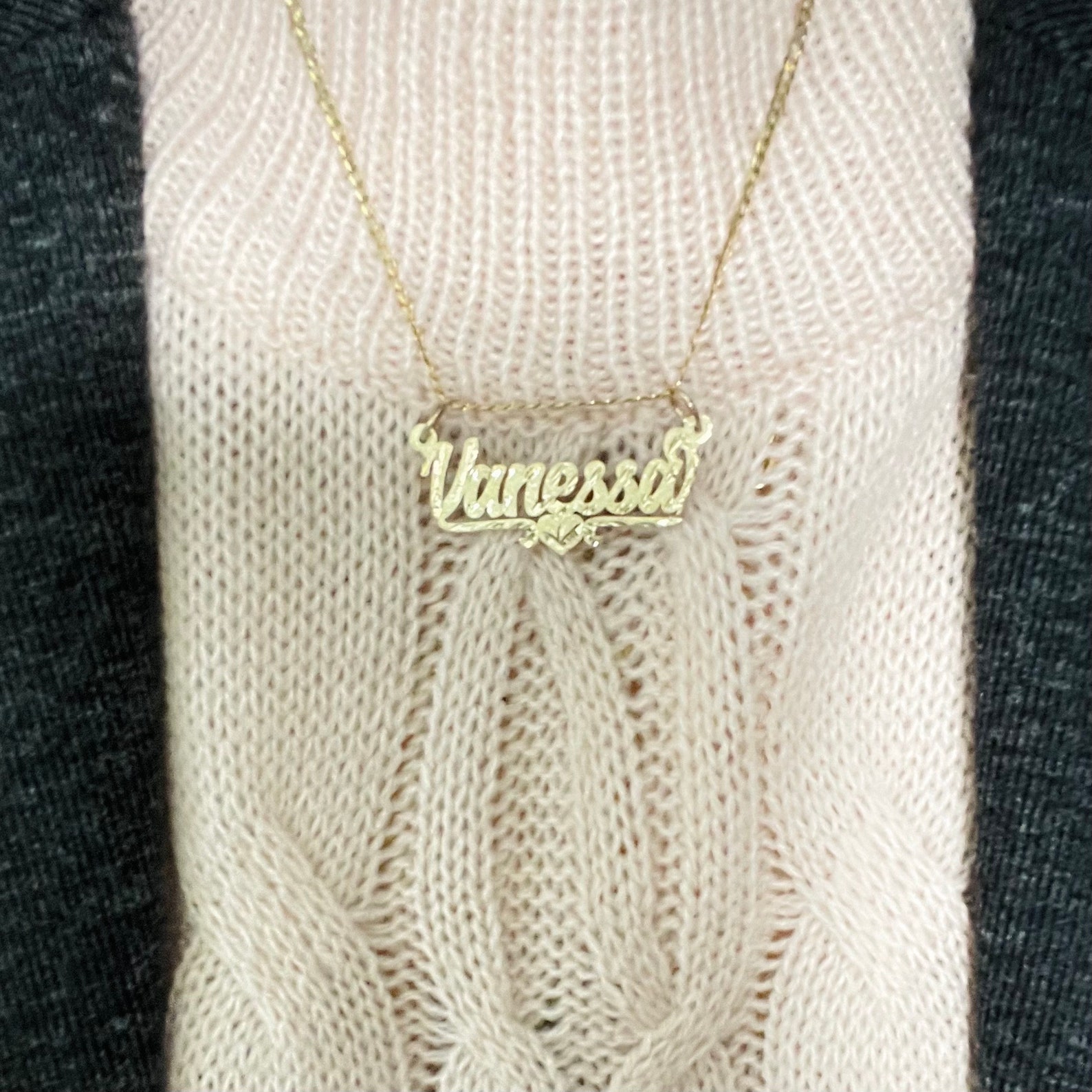 14k Gold Nameplate Solid 14K Gold Personalized Heart Name - Etsy