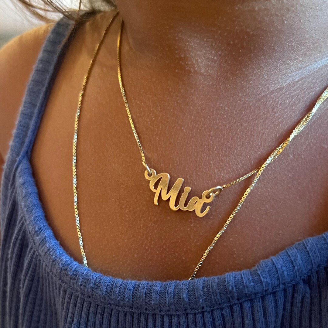 Baby Name Necklace, 14k Solid Gold Necklace, Kid's Name Necklace, Gift ...