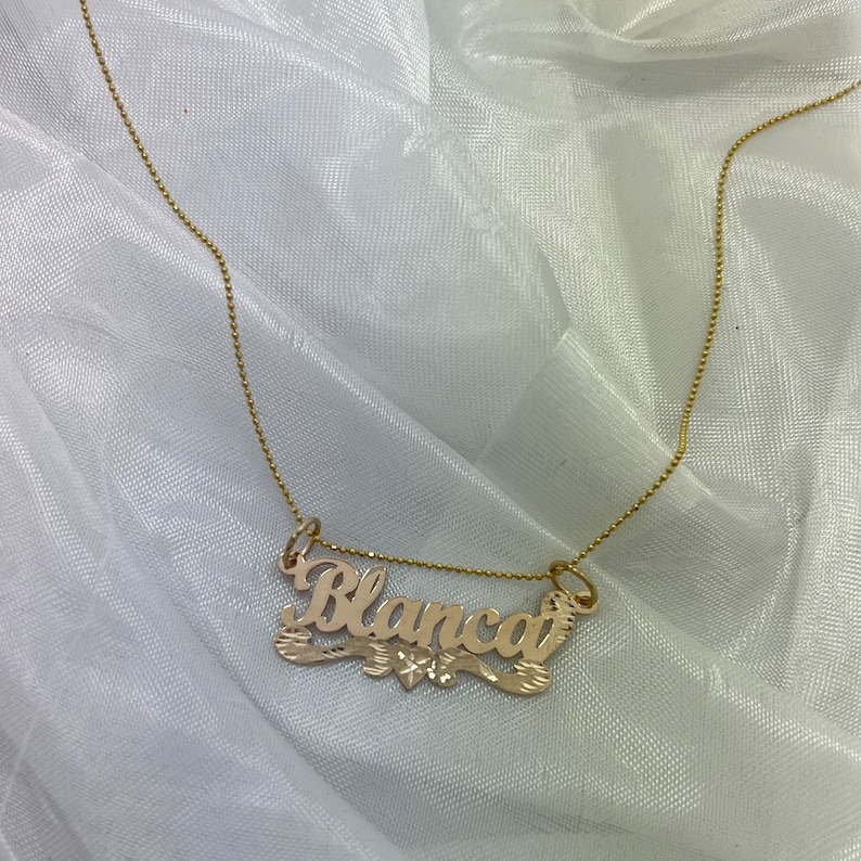 Solid Gold, Heart Name Necklace, Nameplate, Diamond Cut, 14K Solid Gold ...