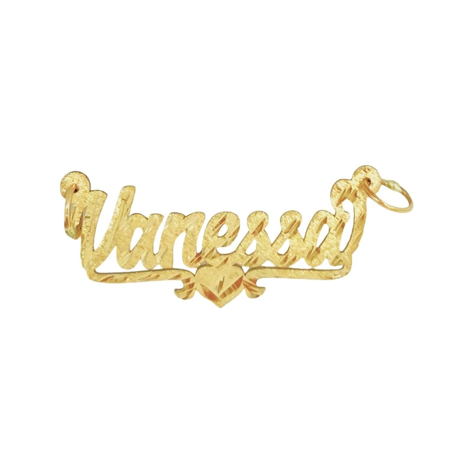 14k Gold Nameplate Solid 14K Gold Personalized Heart Name - Etsy