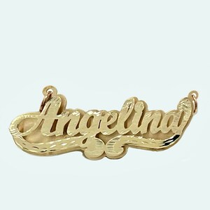 14k Gold Double Plate Nameplate, Solid 14K Gold Personalized Name Plate ...