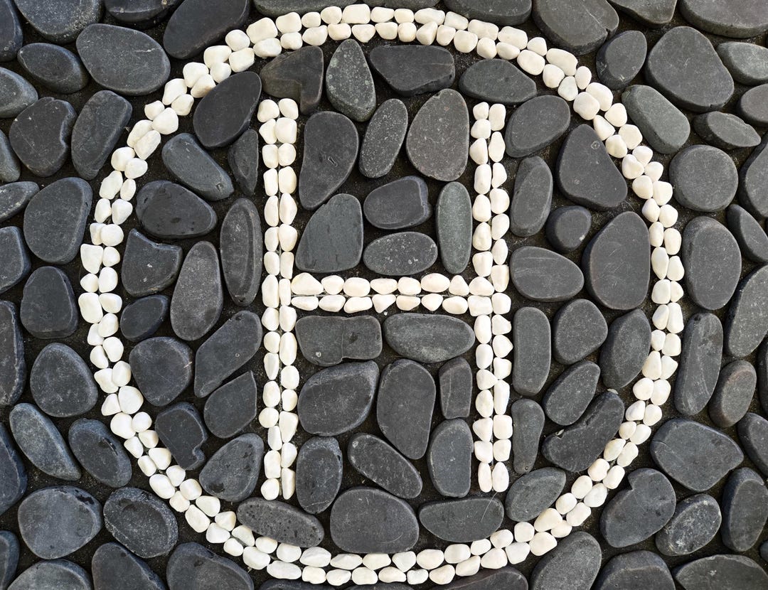 Monogram Stone Door Mat - River Rock Welcome Mat- Flat Stone Mosaic Rug ...