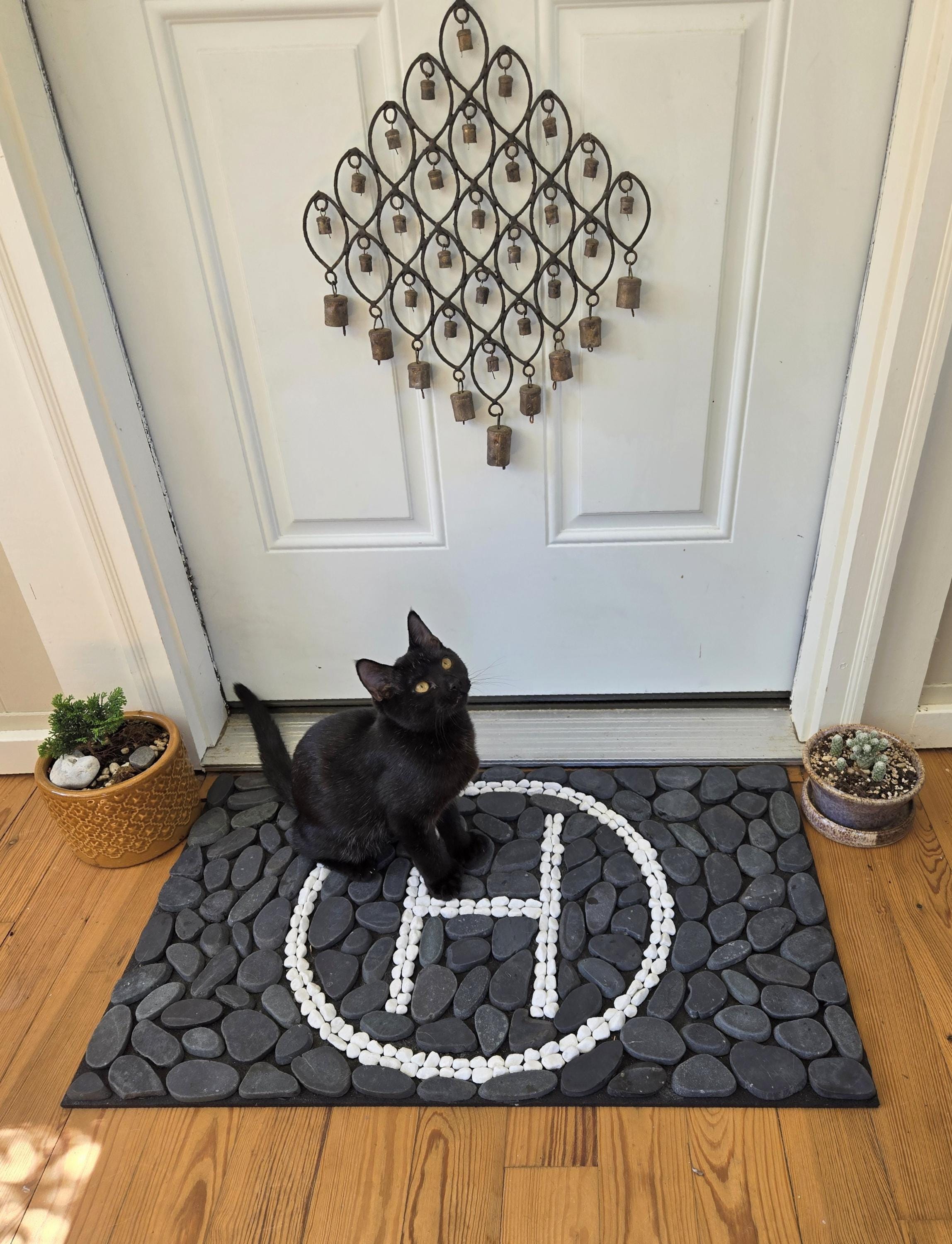 Monogram Stone Door Mat - River Rock Welcome Mat- Flat Stone Mosaic Rug ...