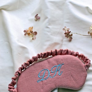 Embroidered Linen Sleep Mask | Personal Sleep Mask | Bridesmaid Gift ...