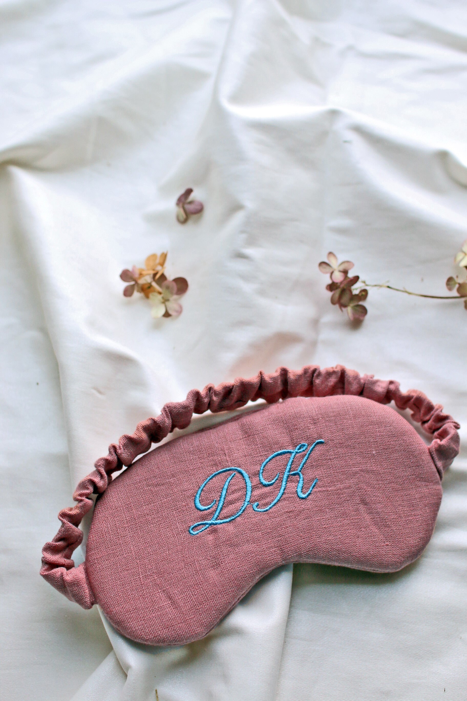 Embroidered Linen Sleep Mask | Personal Sleep Mask | Bridesmaid Gift ...