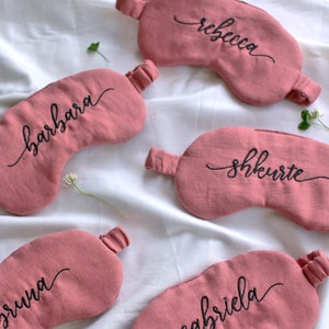 Embroidered Linen Sleep Mask | Personal Sleep Mask | Bridesmaid Gift ...