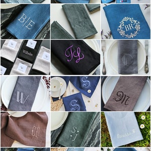 Embroidered Napkins | Letter Monogrammed Napkins | Dinner Napkins ...