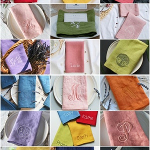 Embroidered Napkins | Letter Monogrammed Napkins | Dinner Napkins ...