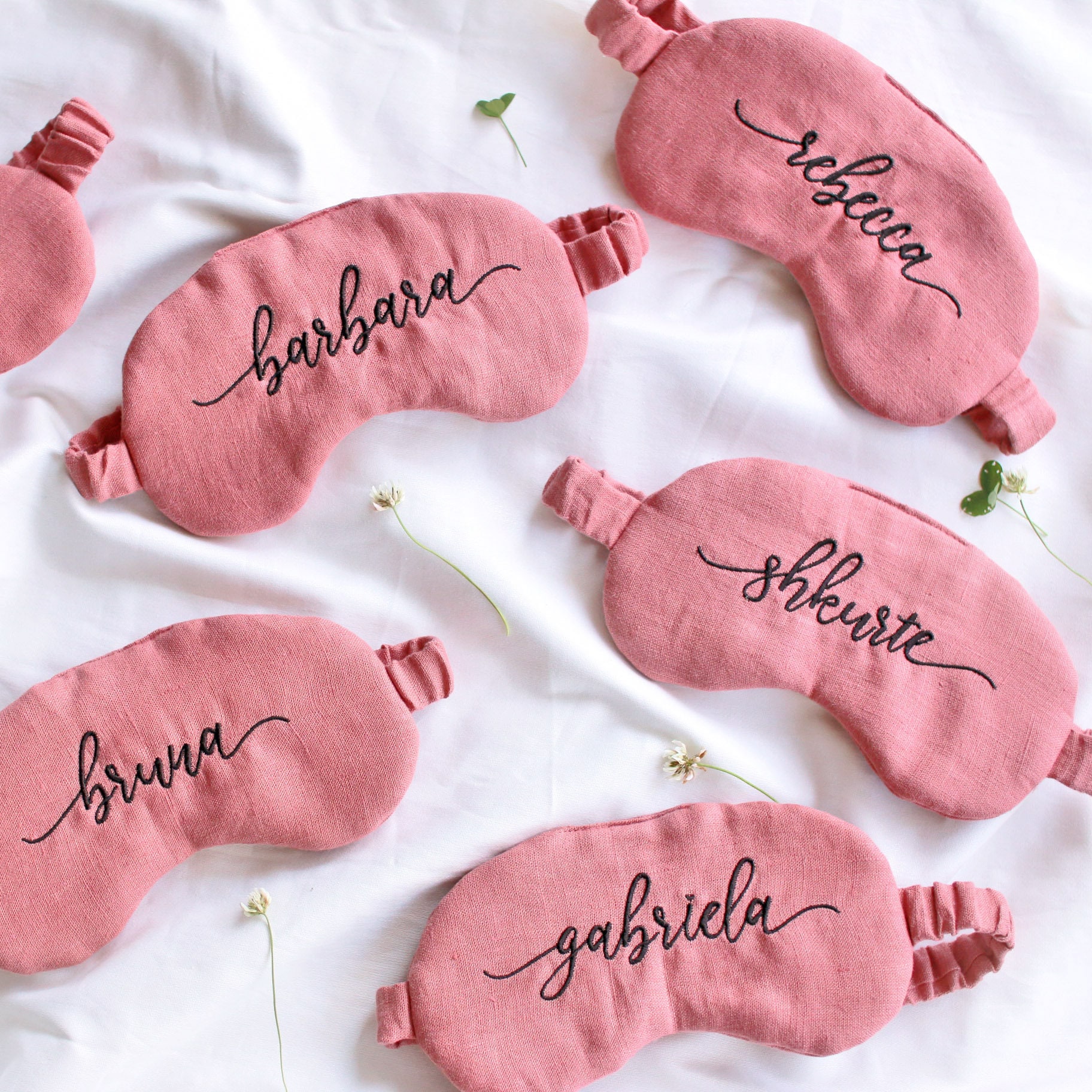 Embroidered Linen Sleep Mask | Personal Sleep Mask | Bridesmaid Gift ...
