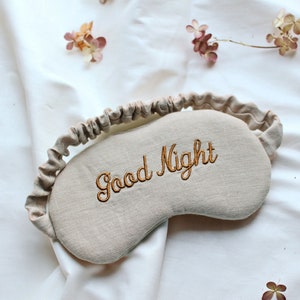 Embroidered Linen Sleep Mask | Personal Sleep Mask | Bridesmaid Gift ...