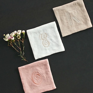 Linen Embroidered Double Layer Coasters | SET OF 4,6,8,10,12. Natural ...