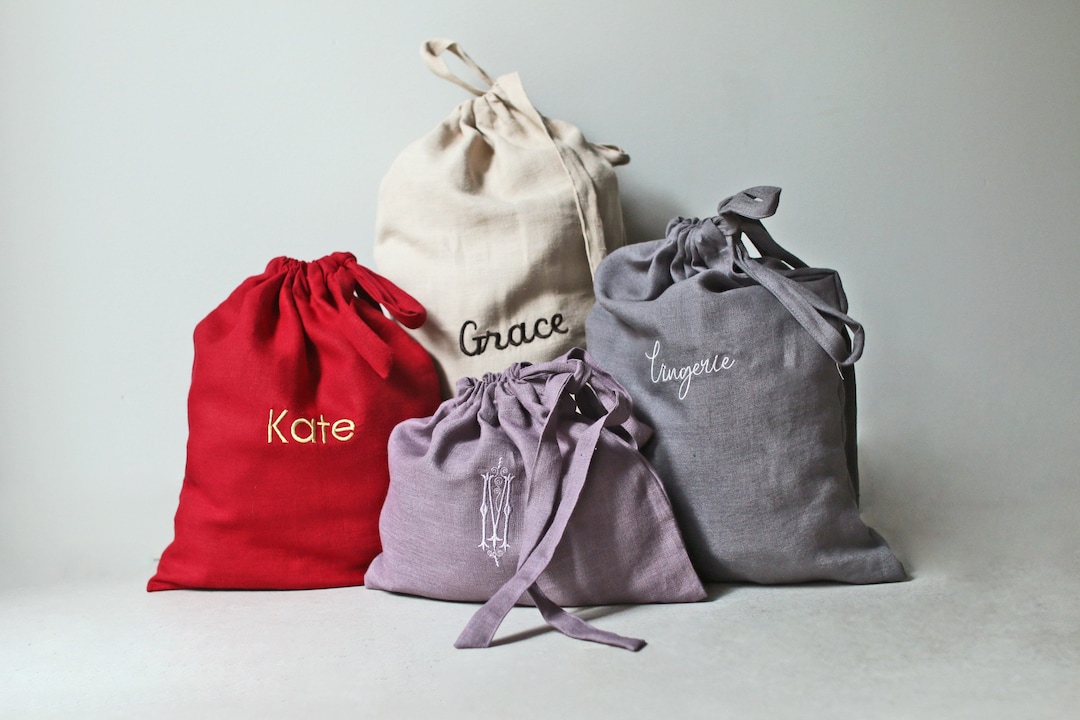 Embroidered Linen Bag | Personalized Laundry Bags | Personalized Linen ...