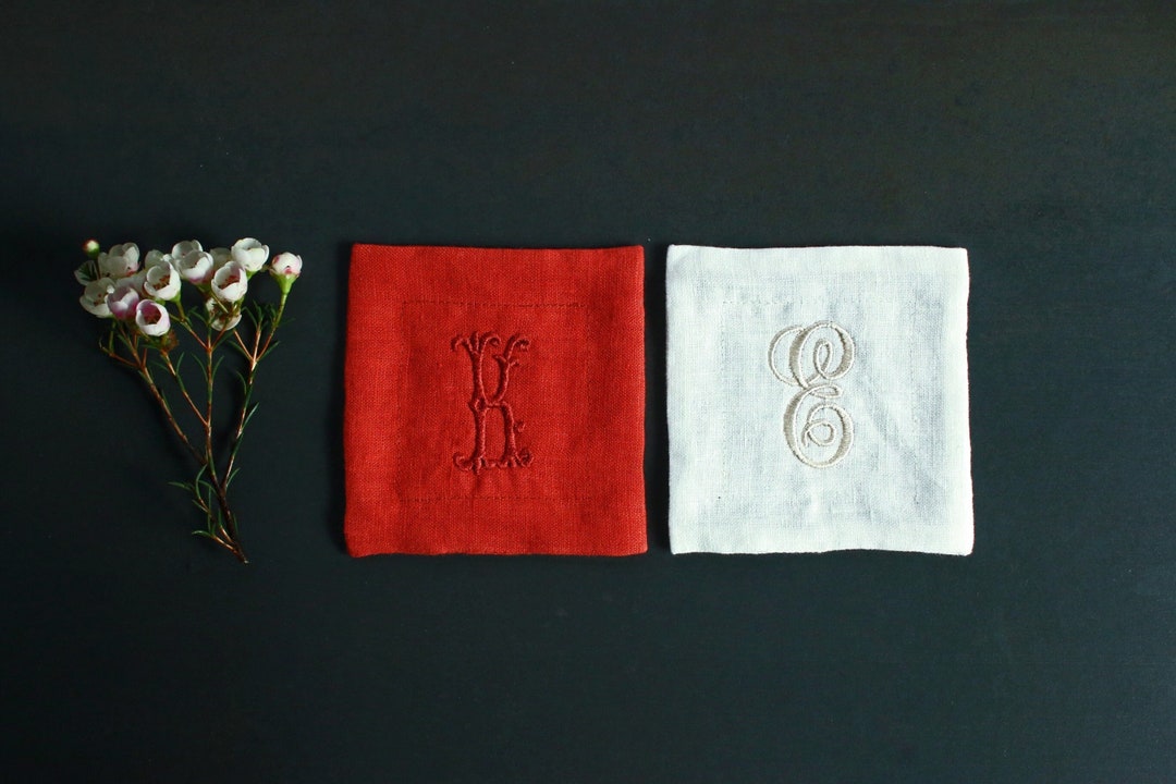 Linen Embroidered Double Layer Coasters | SET OF 4,6,8,10,12. Natural ...