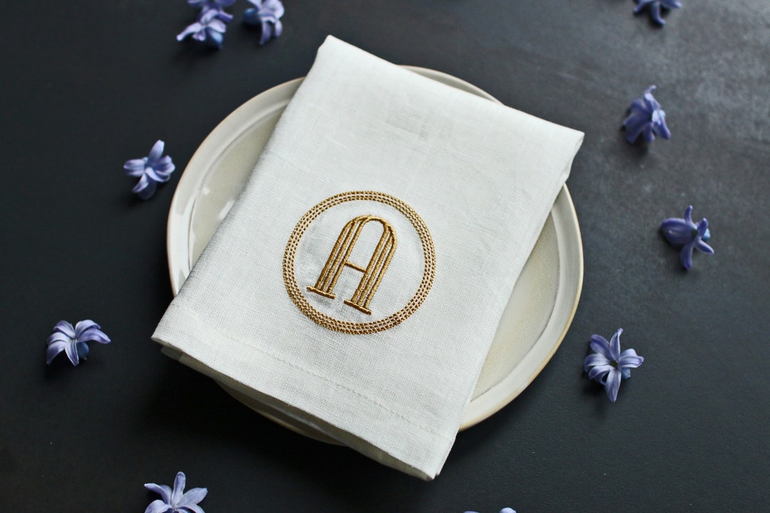 Embroidered Napkins | Letter Monogrammed Napkins | Dinner Napkins ...