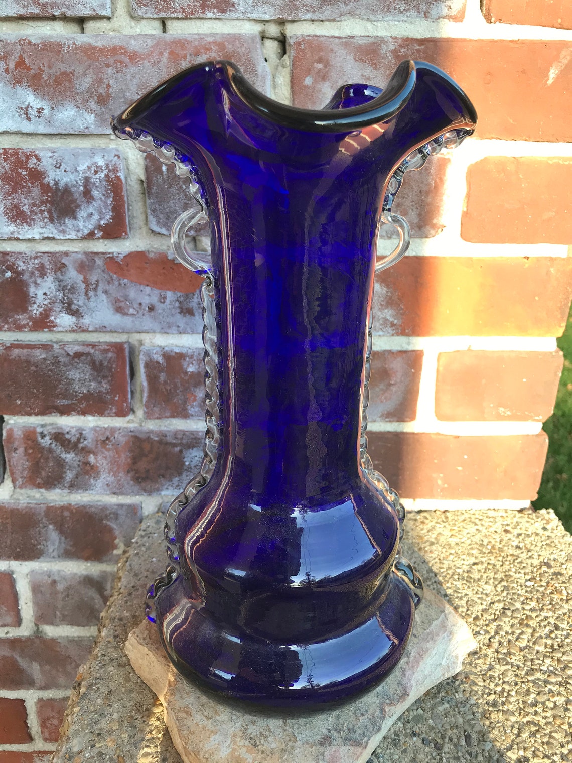 Vintage cobalt blue vase hand blown art glass tall | Etsy Vintage cobalt blue vase hand blown art glass tall | Etsy