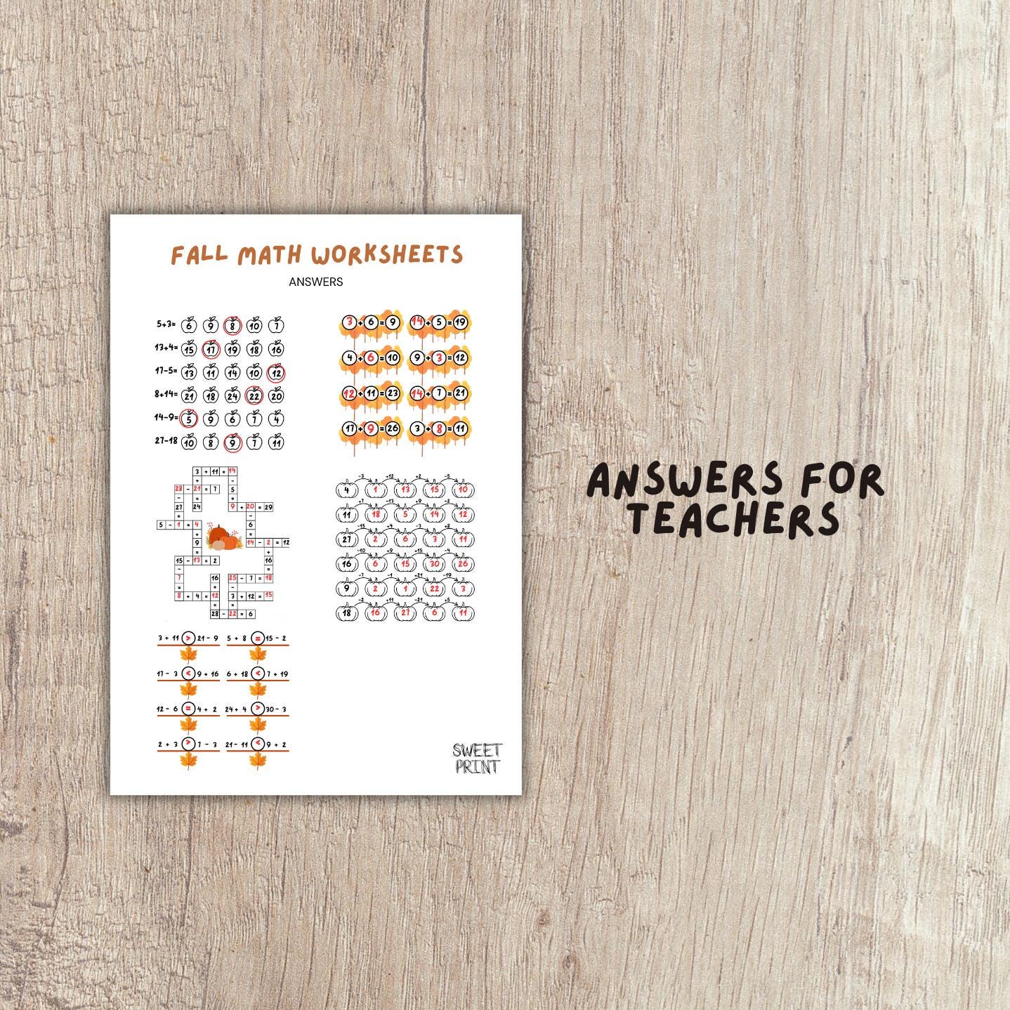 Fall Math Logic Puzzles for Kids: Autumn Math Activities (PDF Download ...