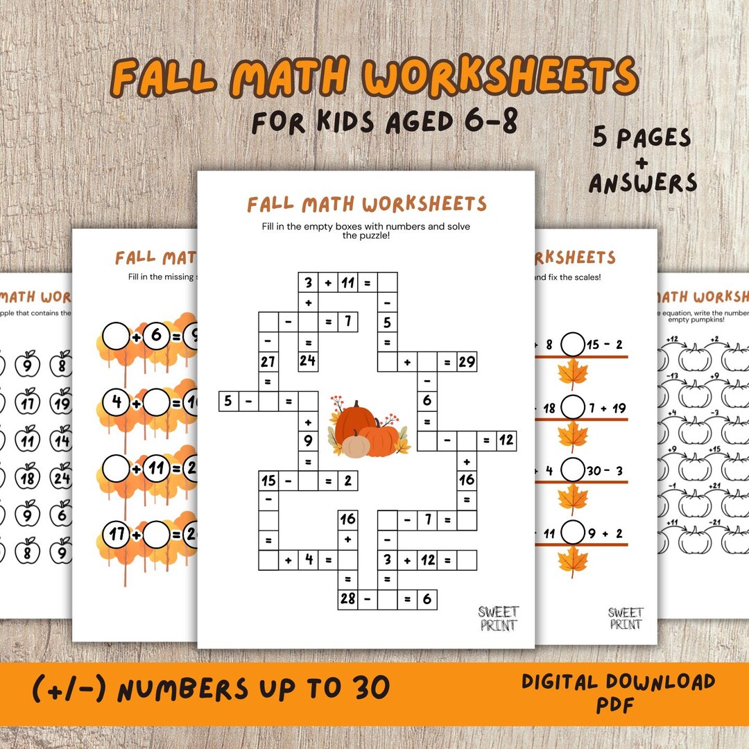 Fall Math Logic Puzzles for Kids: Autumn Math Activities (PDF Download ...