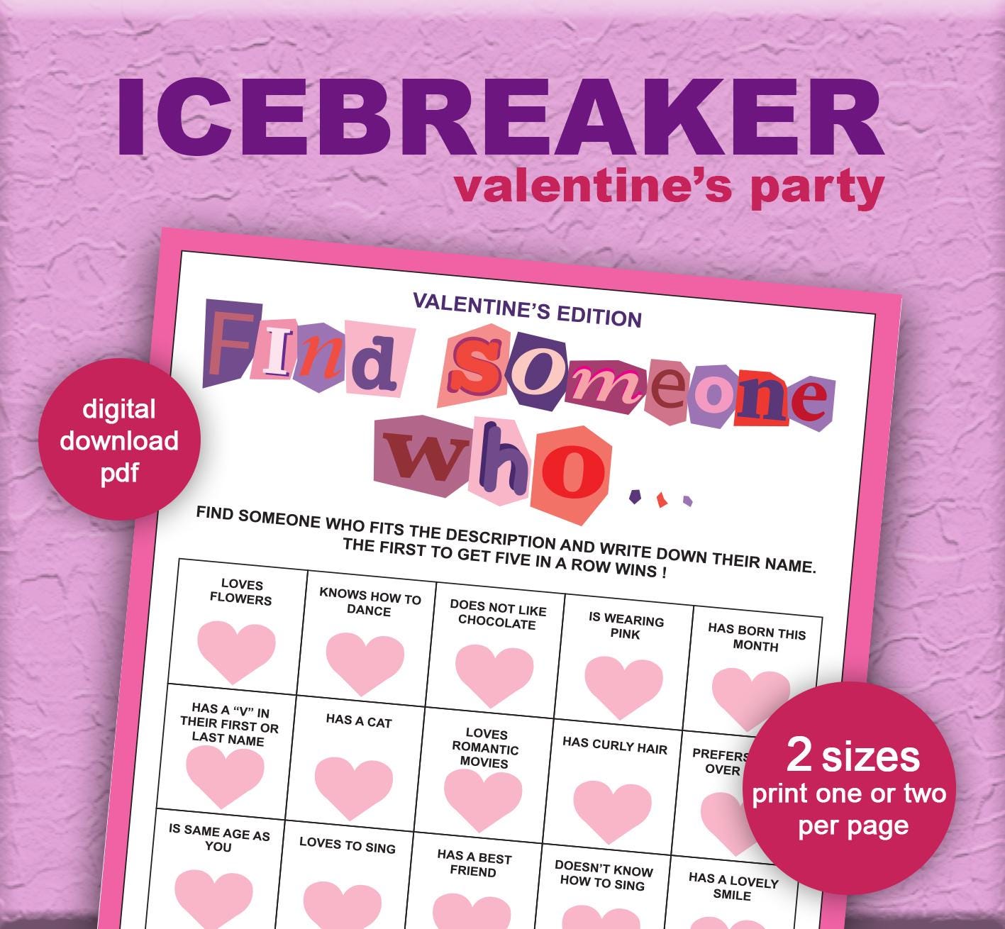 Valentine's Game, Valentine's, Icebreaker for Kids, Find Someone Who ...