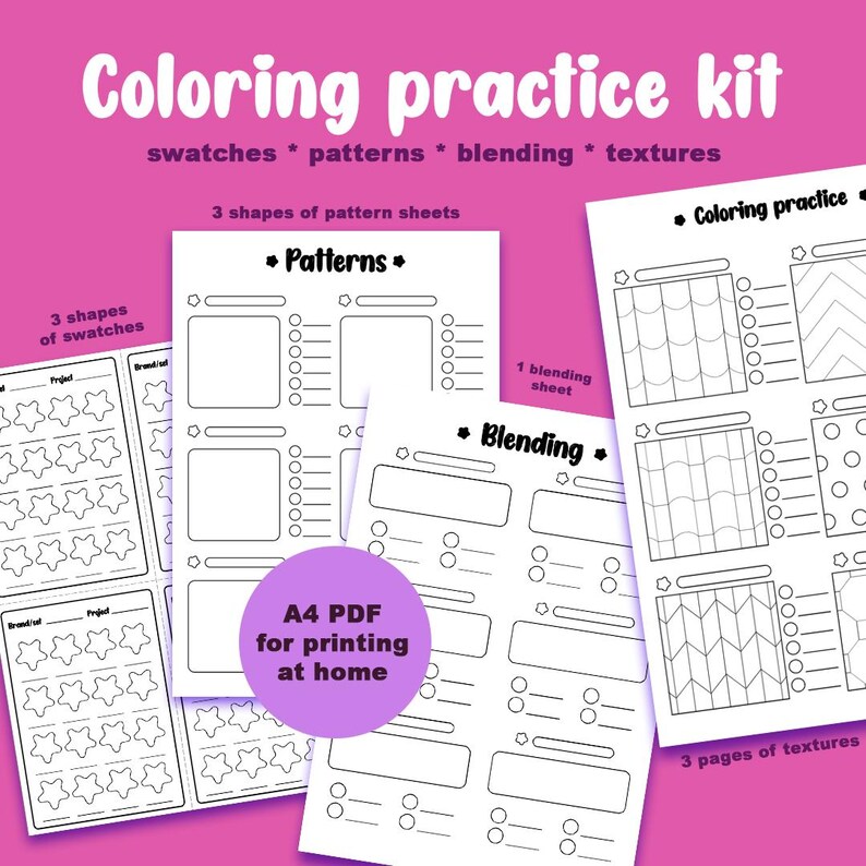 Printable Coloring Swatch Chart, Alcohol Marker Color Sheet, Etsy ...