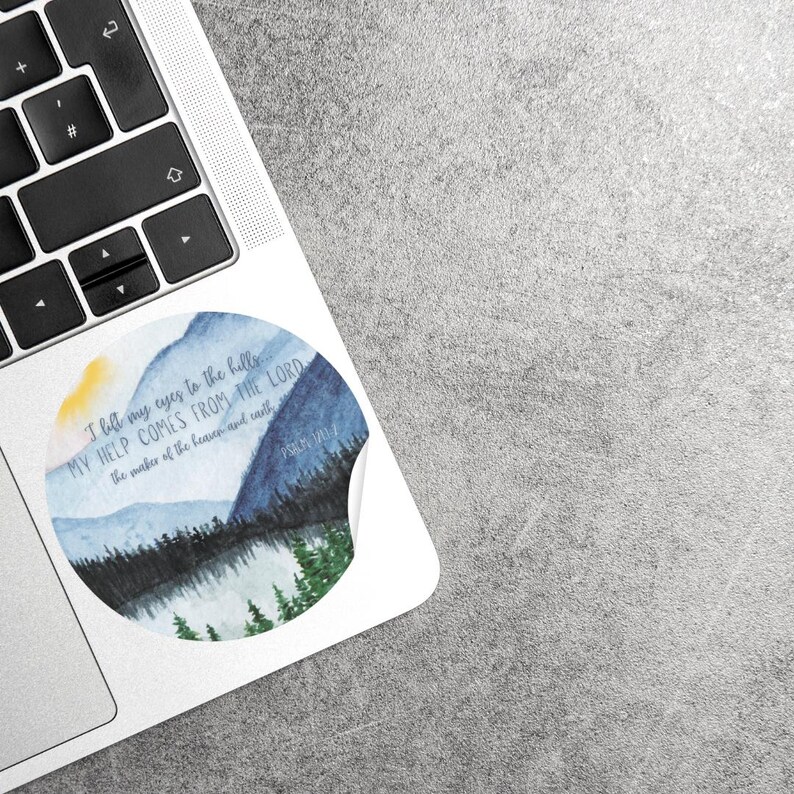Christian Round Stickers, Psalms, Lift My Eyes to the Hills, Bible ...