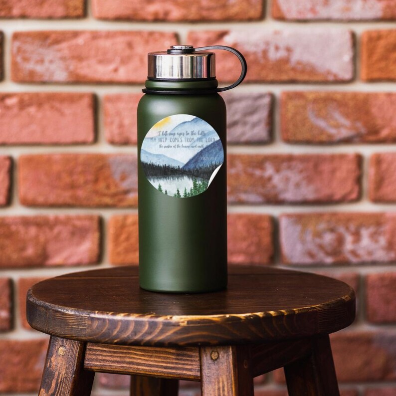 Christian Round Stickers, Psalms, Lift My Eyes to the Hills, Bible ...