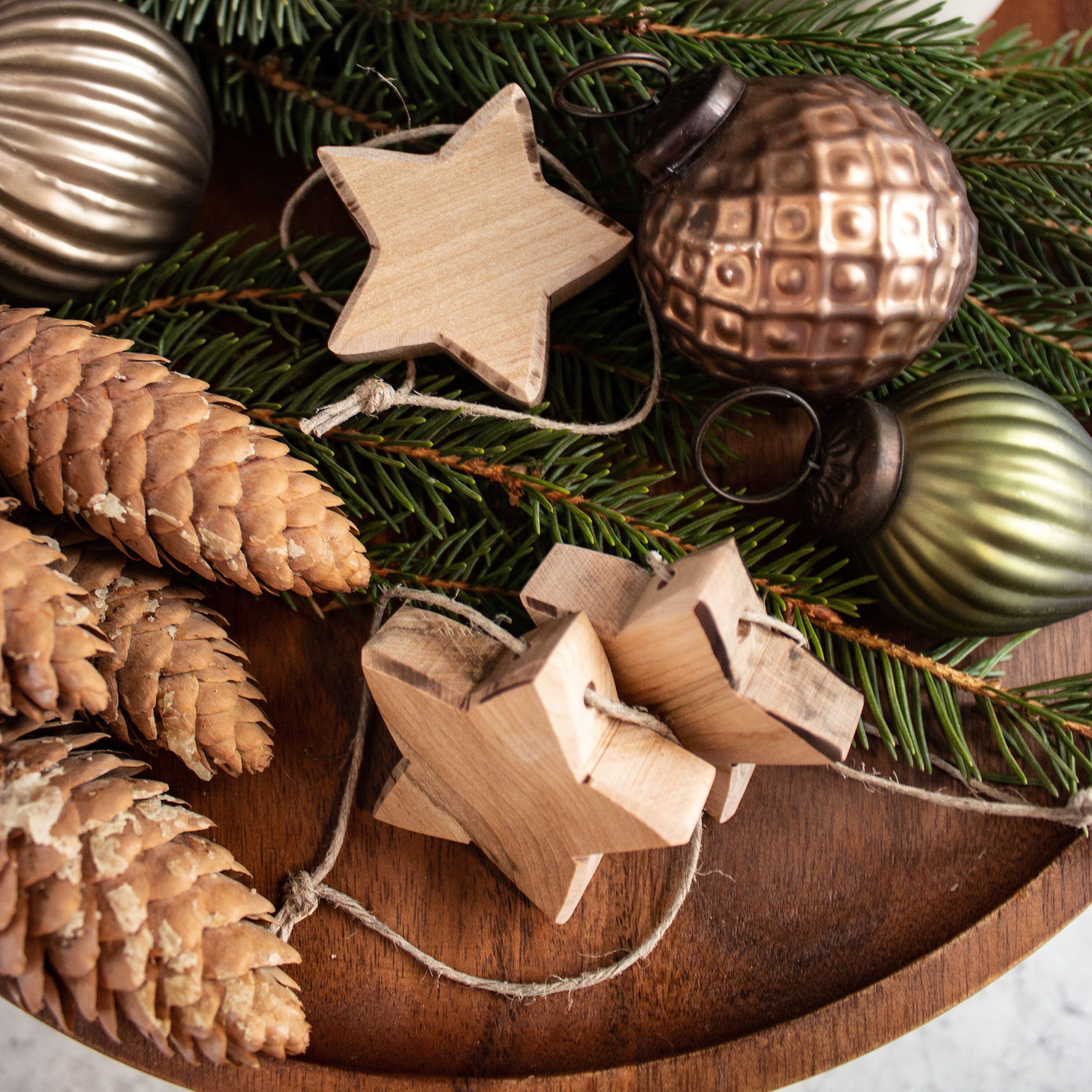 Small Wooden Star Christmas Tree Ornaments Handcrafted set of | Etsy