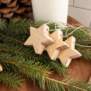 Small Wooden Star Christmas Tree Ornaments Handcrafted set of | Etsy