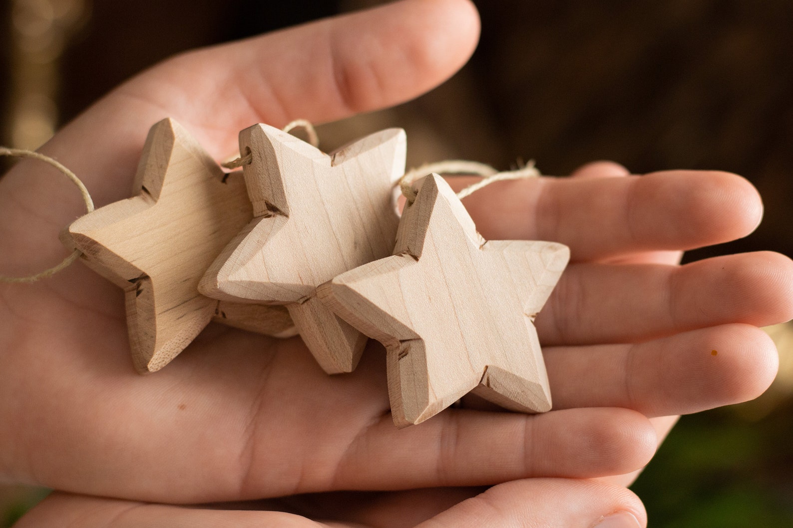 Small Wooden Star Christmas Tree Ornaments WITHOUT Finish ~ Handcrafted ...