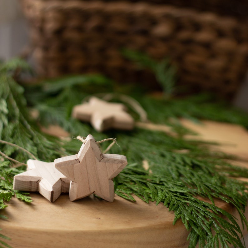 Small Wooden Star Christmas Tree Ornaments WITHOUT Finish ~ Handcrafted ...