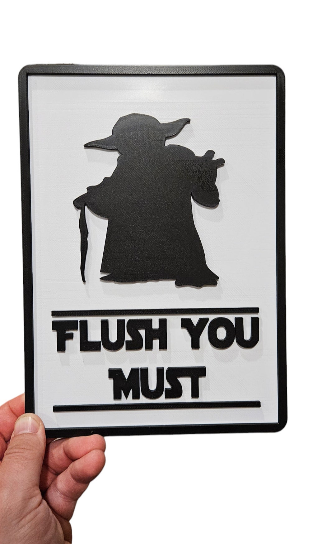 Flush You Must Star Wars Bathroom Sign Toilet Humor Funny Yoda 9.5 X 7 ...